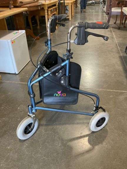 Nova Three-Wheeled Rollator Walker with Storage Pouch - Hash Auctions