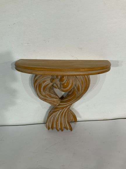 Carved Wall-Mount Shelf with Fishtail Motif, Made in Italy, 14in Tall ...