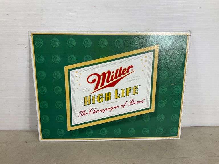 Miller High Life Metal Advertising Sign, 16×12 in. - Hash Auctions