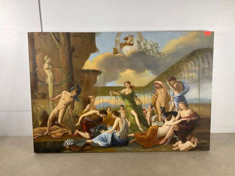 Classical Style Scene Painting on Canvas, 36×24″ - Hash Auctions