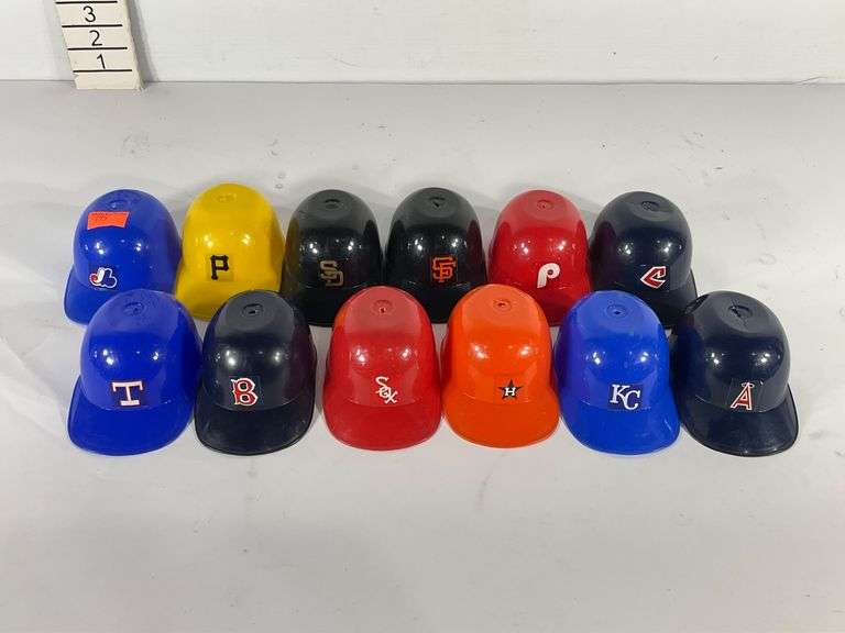 Collection of 12 Plastic Baseball Team Mini Helmets with Holes in Tops ...