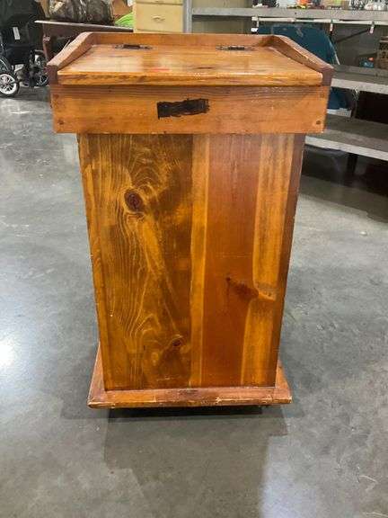 Wood Storage Box on Wheels with Openable Top, 17”L x 17”W x 31”H - Hash ...