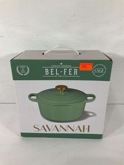 Bel-Fer by Dwellsix Savannah Green Cast Iron Dutch Oven - Hash Auctions