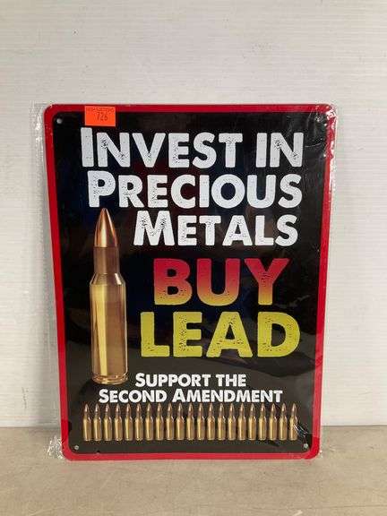 Metal Sign Featuring Bullet Graphic and Second Amendment Text - Hash ...