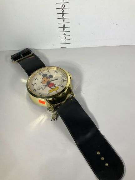 Oversized Mickey Mouse Wall Clock With Black Strap Design - Hash Auctions