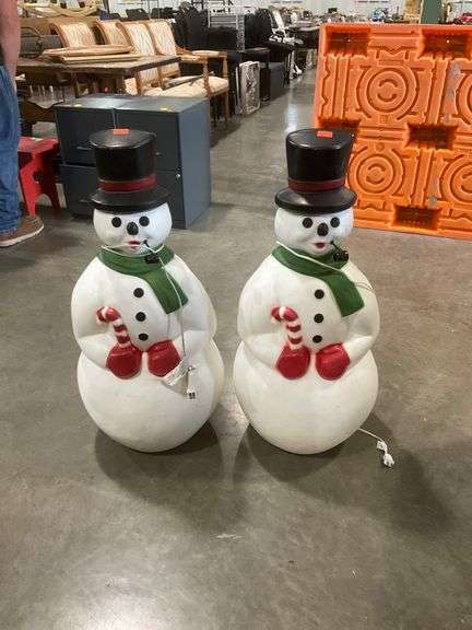 Pair of 34-Inch Plastic Snowman Holiday Light-Up Decorations - Hash ...