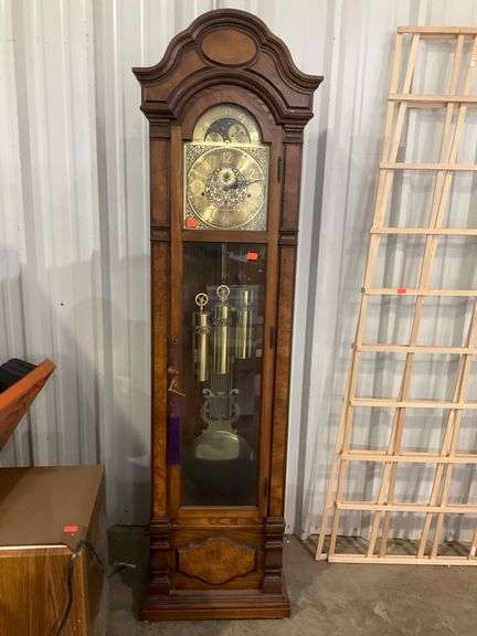 Colonial 80”H Pendulum Grandfather Clock with Glass Door and Brass ...