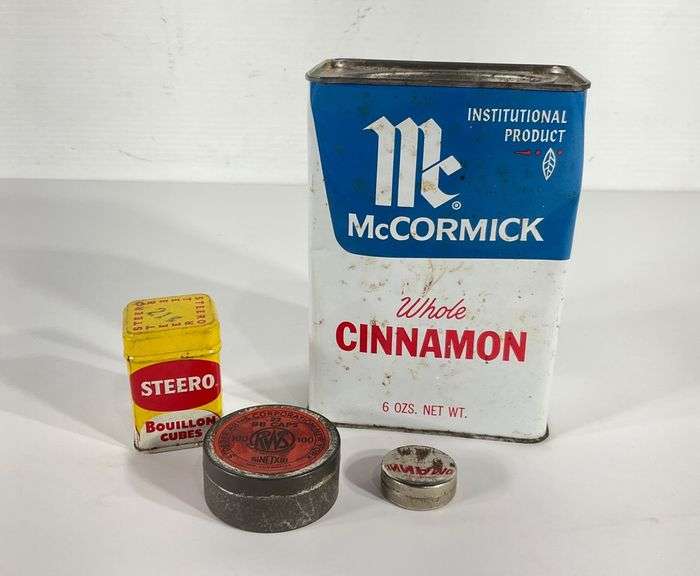 Collection of Vintage McCormick Cinnamon Tin, Bouillon Cube Tin, and ...