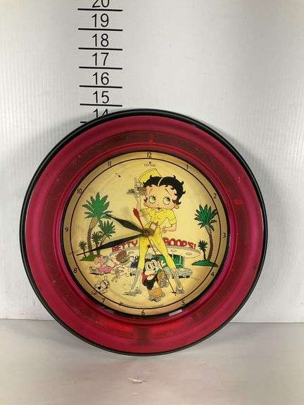 Betty Boop-Themed Wall Clock with Neon Accent and Battery Compartment ...