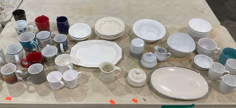 Two boxes: Assorted Dinnerware and Drinkware Including Pfaltzgraff, Pampered Chef, and Johann ...