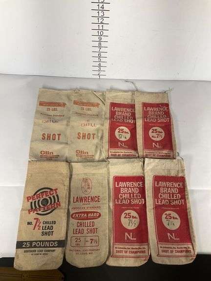 Lot of Eight Vintage 25-Lb Lead Shot Bags from Various Brands - Hash ...