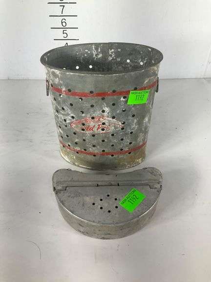 Old Pal Perforated Metal Minnow Bucket with Lid - Hash Auctions