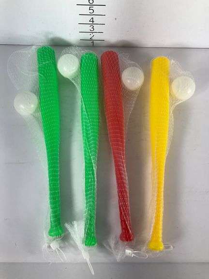 Set of Four Plastic Toy Baseball Bats and Balls in Assorted Colors ...