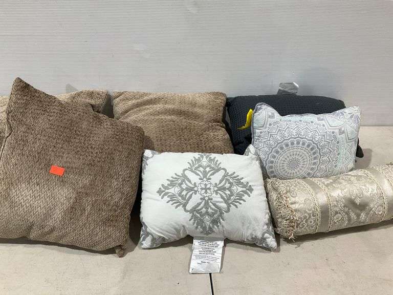 Assorted Decorative Throw Pillows and Bolster Cushion - Hash Auctions