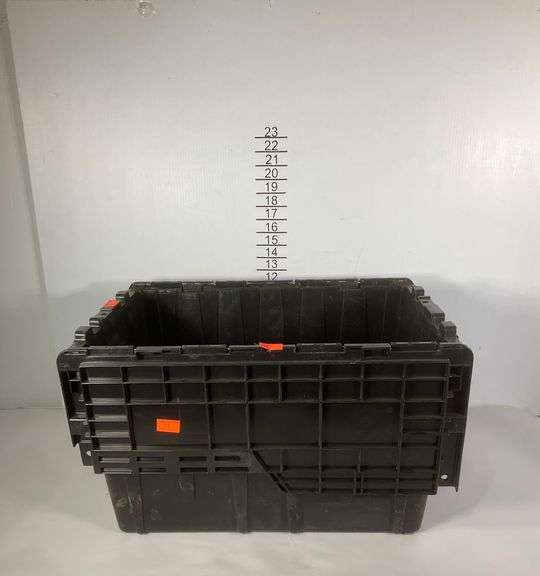 Black Plastic Storage Tote with Hinged Lid - Hash Auctions