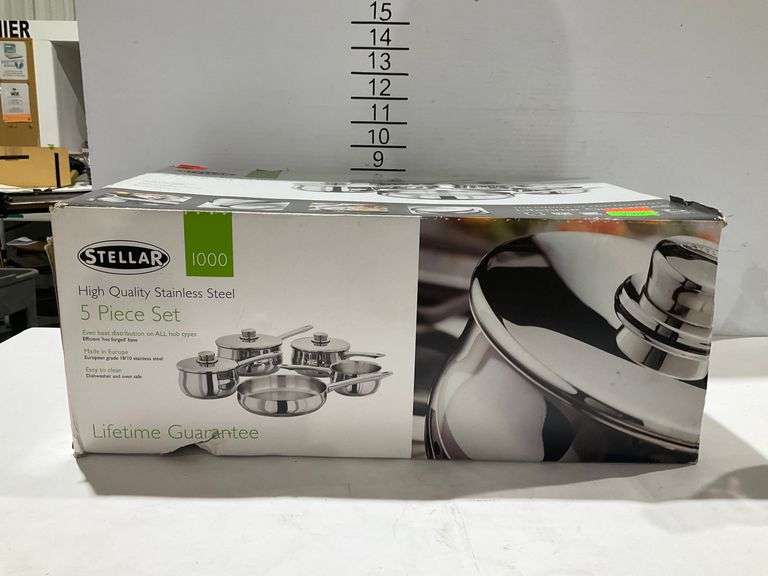 Stellar 1000 High-Quality Stainless Steel 5-Piece Cookware Set - Hash ...