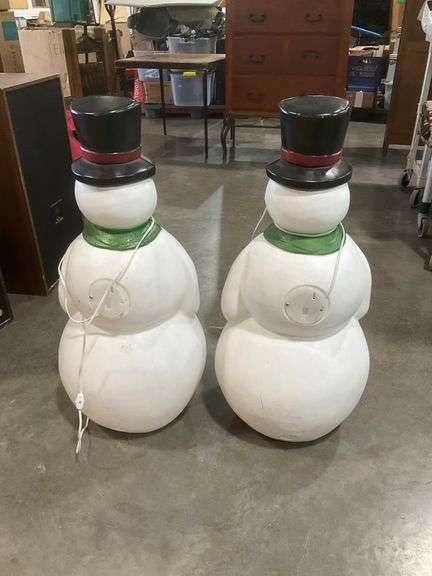 Pair of 34-Inch Plastic Snowman Holiday Light-Up Decorations - Hash ...