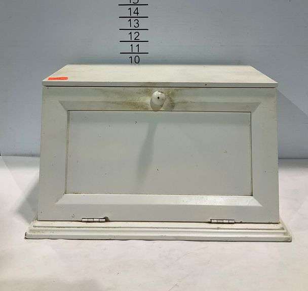 White Bread Box with Hinged Drop-Down Door - Hash Auctions
