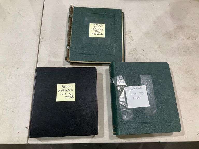 Collection of Three Stamp Albums Featuring Stamps from Various ...