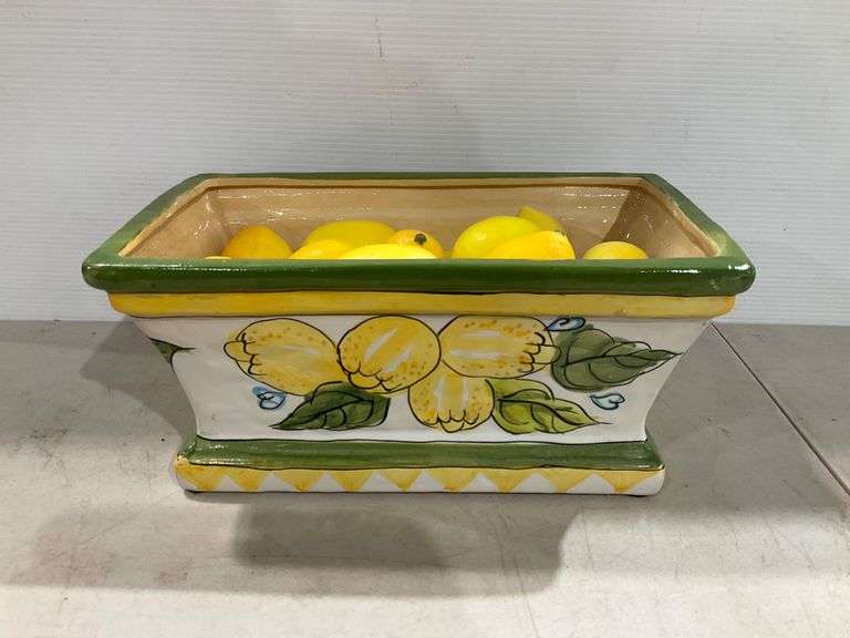 Rectangular Ceramic Planter with Lemon Motif and Decor Lemons - Hash ...