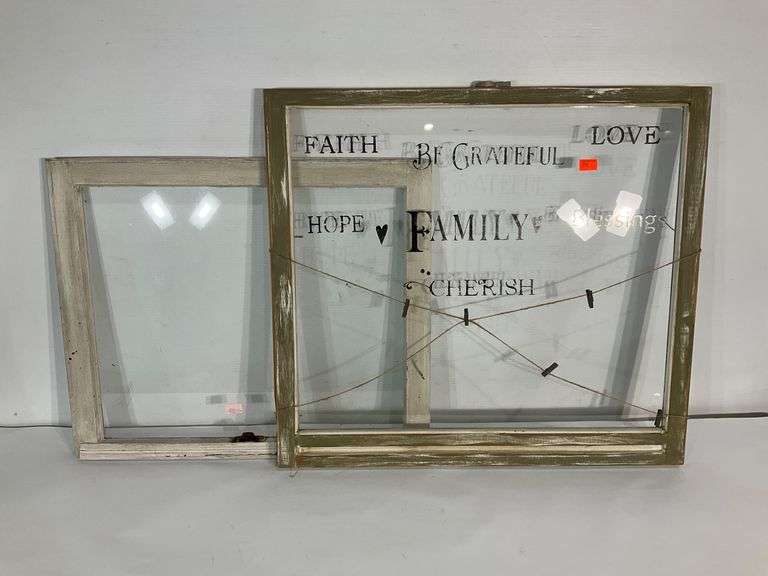 Reclaimed Wooden Window Frames With Printed Inspirational Text and ...