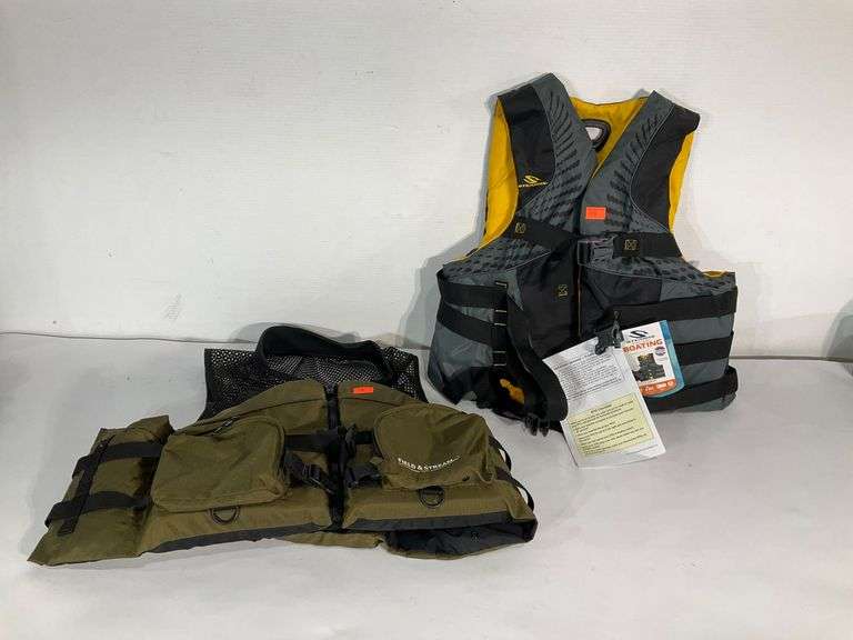 Two Life Jackets: Stearns Boating Vest and Field & Stream Fishing Vest ...