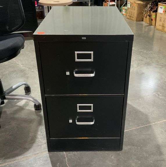 Legal Size HON Black Metal Two-Drawer Filing Cabinet - Hash Auctions
