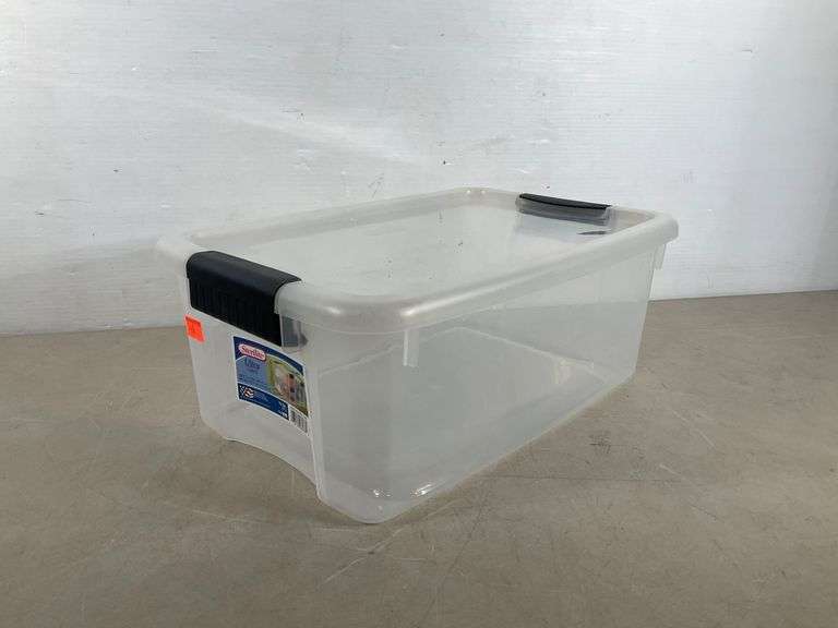 Sterilite 18-Quart Ultra Latch Storage Box with Clear Base and Black ...