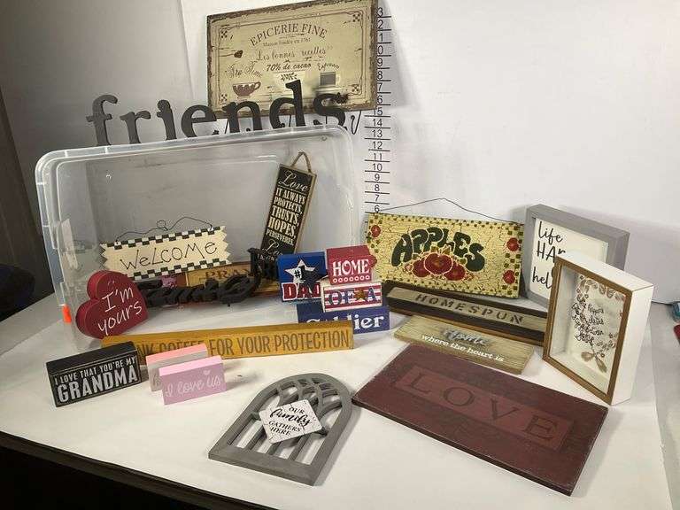 Collection of Decorative Wooden Signs with Various Themes and Messages ...