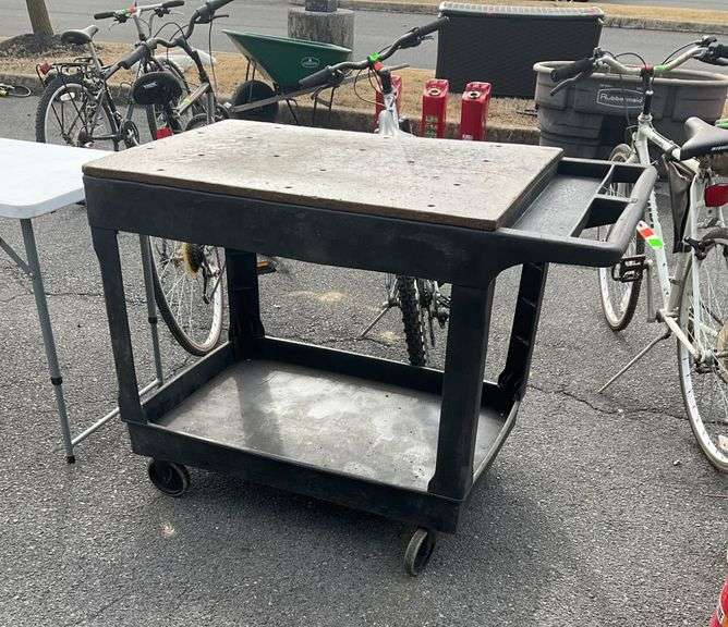 Black Uline Utility Work Cart with Casters - Hash Auctions