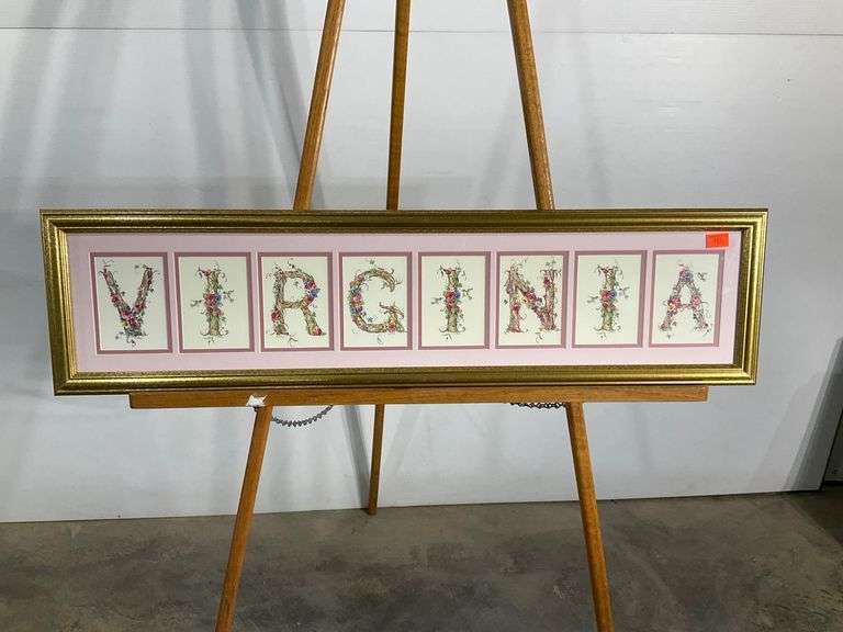 Framed Floral Letter Artwork Spelling ‘Virginia’ - Hash Auctions