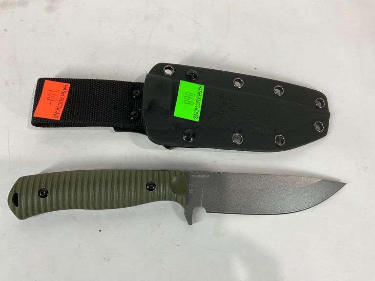 Benchmade 539 Fixed-Blade Knife with Green Textured Handle and Sheath ...