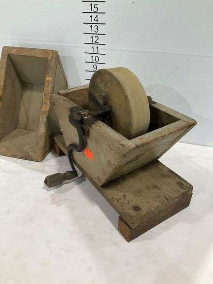 Manual Hand-Crank Grinding Wheel Mounted in Rectangular Base - Hash ...