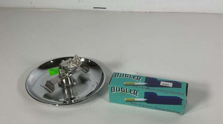 Silver-Plated Ashtray and Bugler Cigarette Making Machine Set - Hash ...