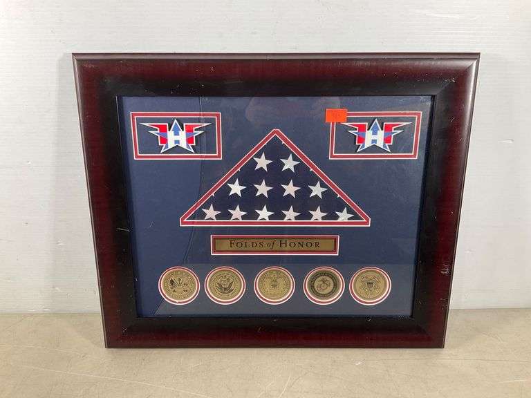 Framed Folds of Honor Memorial Display with Coins and Folded Flag ...