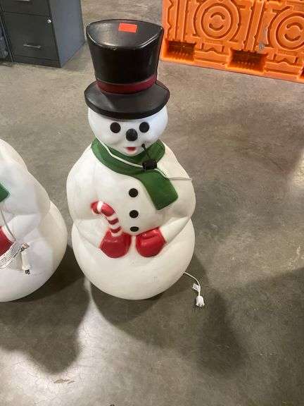 Pair of 34-Inch Plastic Snowman Holiday Light-Up Decorations - Hash ...