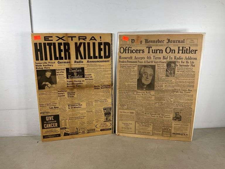 Two Mid-20th Century Newspaper Front Pages on World War II Events ...