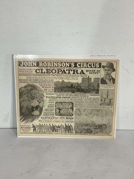 John Robinson’s Circus Advertising Print Featuring Cleopatra Spectacle ...