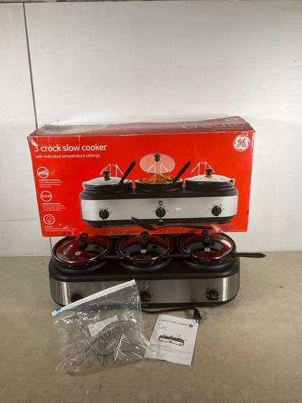 GE 3-Crock Slow Cooker with Adjustable Temperature Settings - Hash Auctions