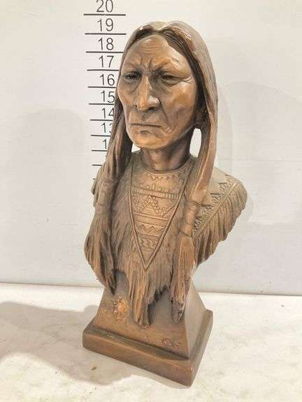 Marwal Ind. Inc. Bust Sculpture of a Native American Figure - Hash Auctions
