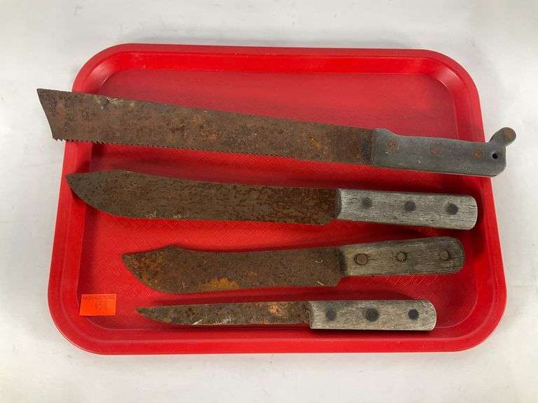 Set of Four Metal Knives With Riveted Handles - Hash Auctions