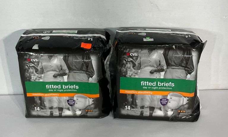 Two Packages of CVS Health Fitted Briefs, X-Large, 14-Count Each - Hash ...
