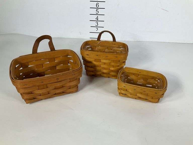 Set of Three Longaberger Handwoven Baskets with Plastic Inserts - Hash ...