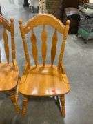 Pair of Spindle-Back Chairs with Turned Legs and Curved Backrests ...