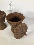Pair of Cast Iron Lidded Urn-Shaped Containers - Hash Auctions