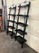 Pair of Five-Tier Black Ladder Shelf Units - Hash Auctions