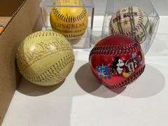 Set of Decorated Baseballs Featuring Historical and Pop Culture Themes ...