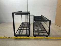 Set of Black Metal Stacking Storage Racks with 2 Heights - Hash Auctions