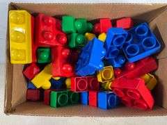 Box of Assorted Duplo Building Blocks in Various Colors - Hash Auctions