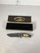 Decorative Knife with Engraved Blade and Wolf Motif Handle - Hash Auctions